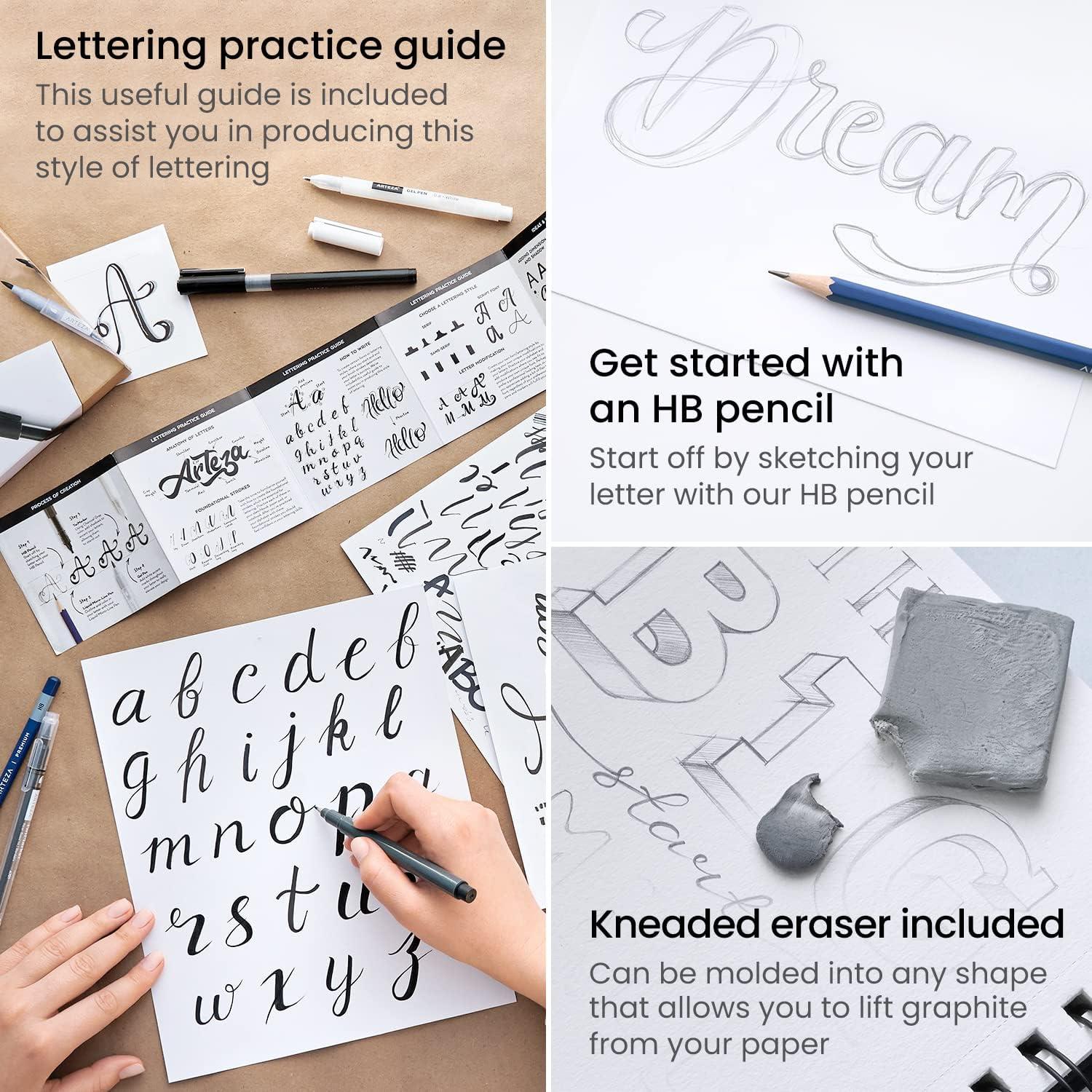 ARTEZA Hand Lettering Pens Set of 12 – Calligraphy and Brush Pens with ...