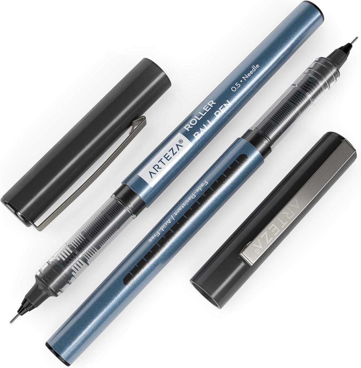 ARTEZA Rollerball Pens Fine Point, Set of 20 Blue Liquid Ink, Extra ...