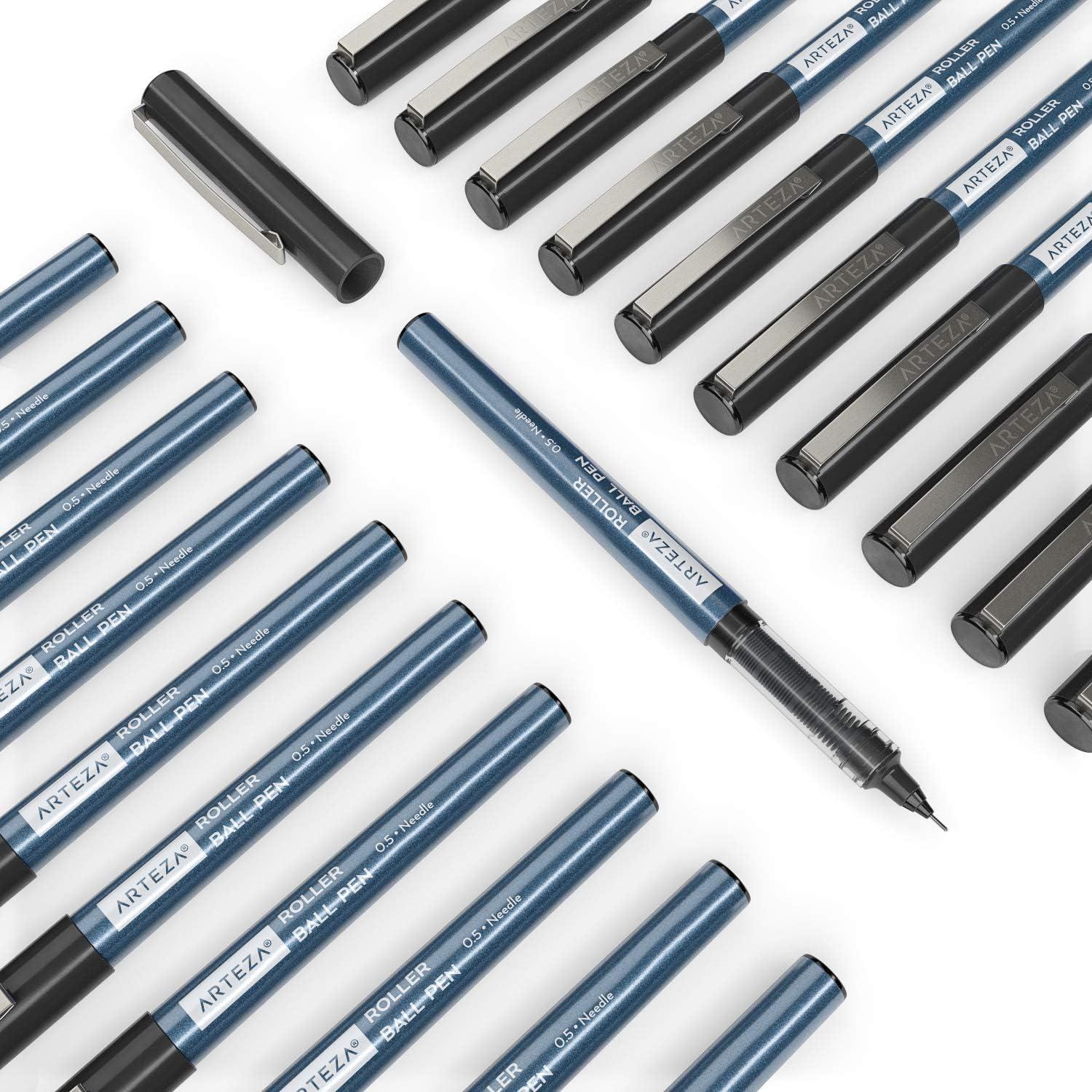 ARTEZA Rollerball Pens Fine Point, Set of 20 Blue Liquid Ink, Extra ...