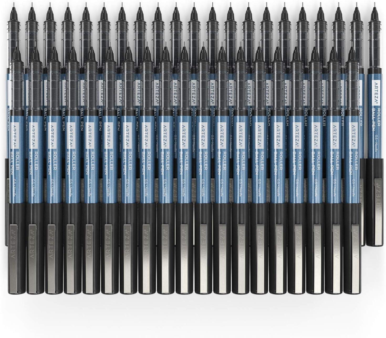 ARTEZA Rollerball Pens Fine Point, Set of 20 Blue Liquid Ink, Extra ...