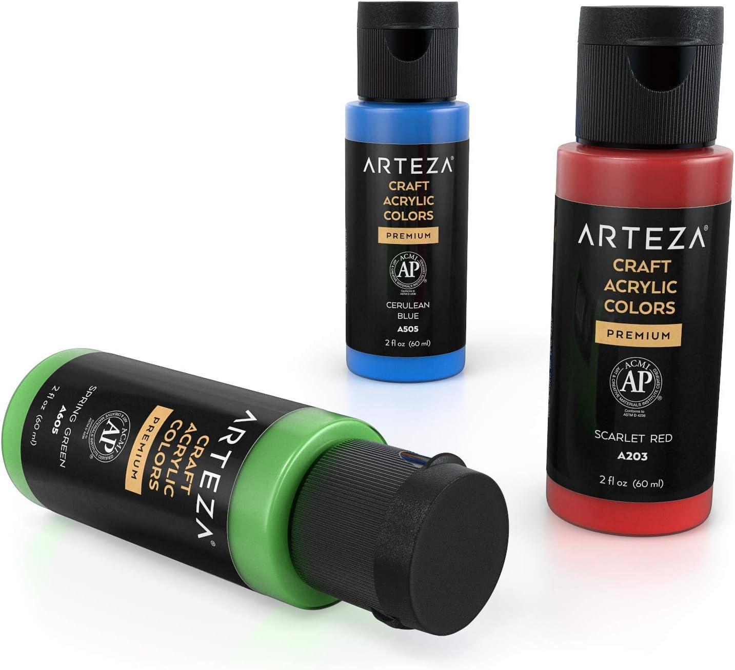 Arteza Craft Acrylic Paint, Set of 20 Classic Colors, 2.02-oz 60 ml ...