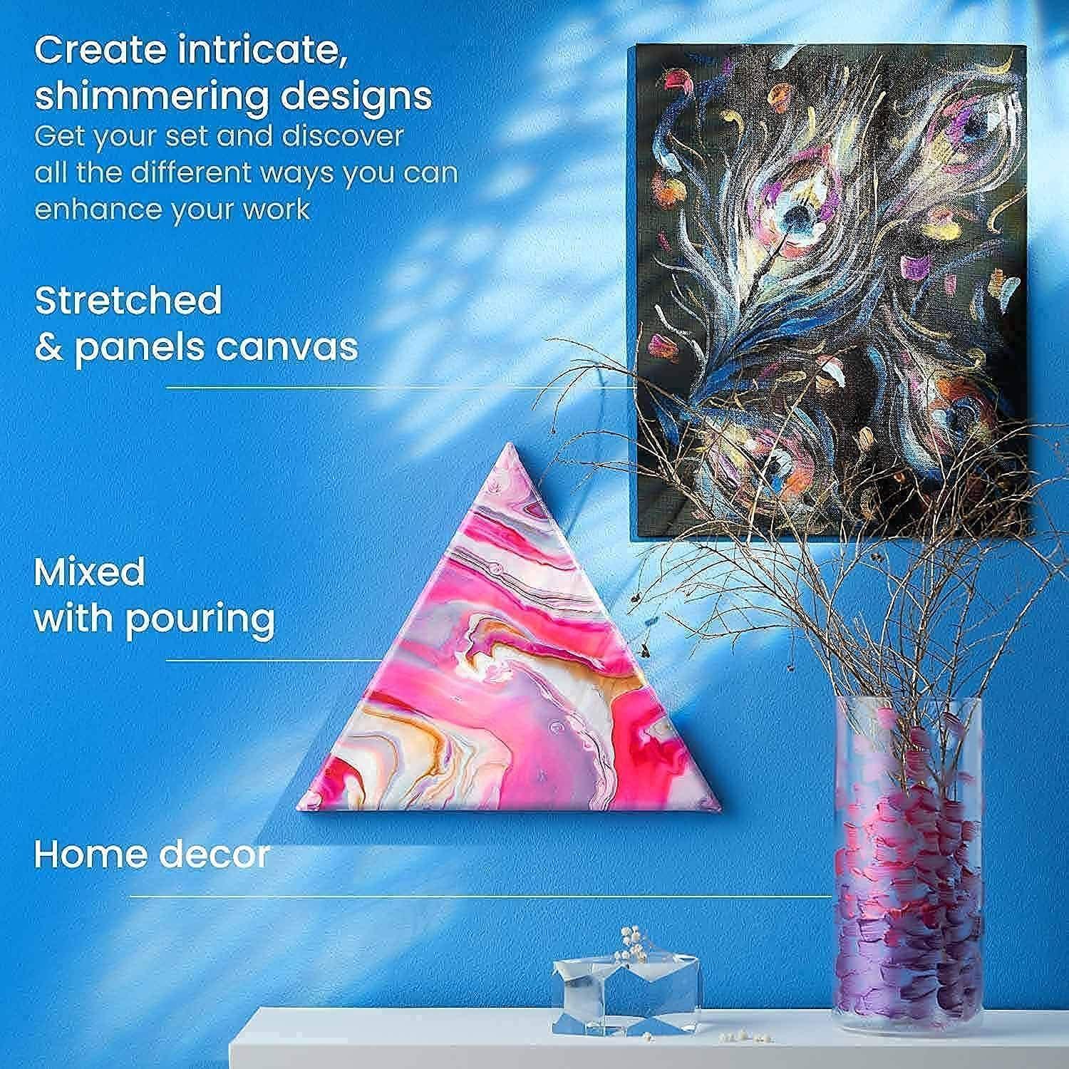 ARTEZA Metallic Acrylic Paint and Canvas Bundle: Jewel Tones, Painting ...