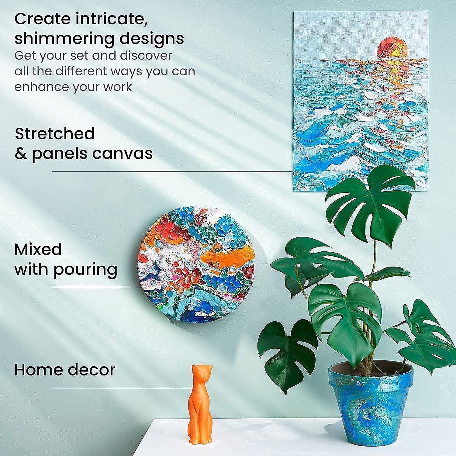 ARTEZA Premium Metallic Acrylic Painting Bundle, Painting Art Supplies ...