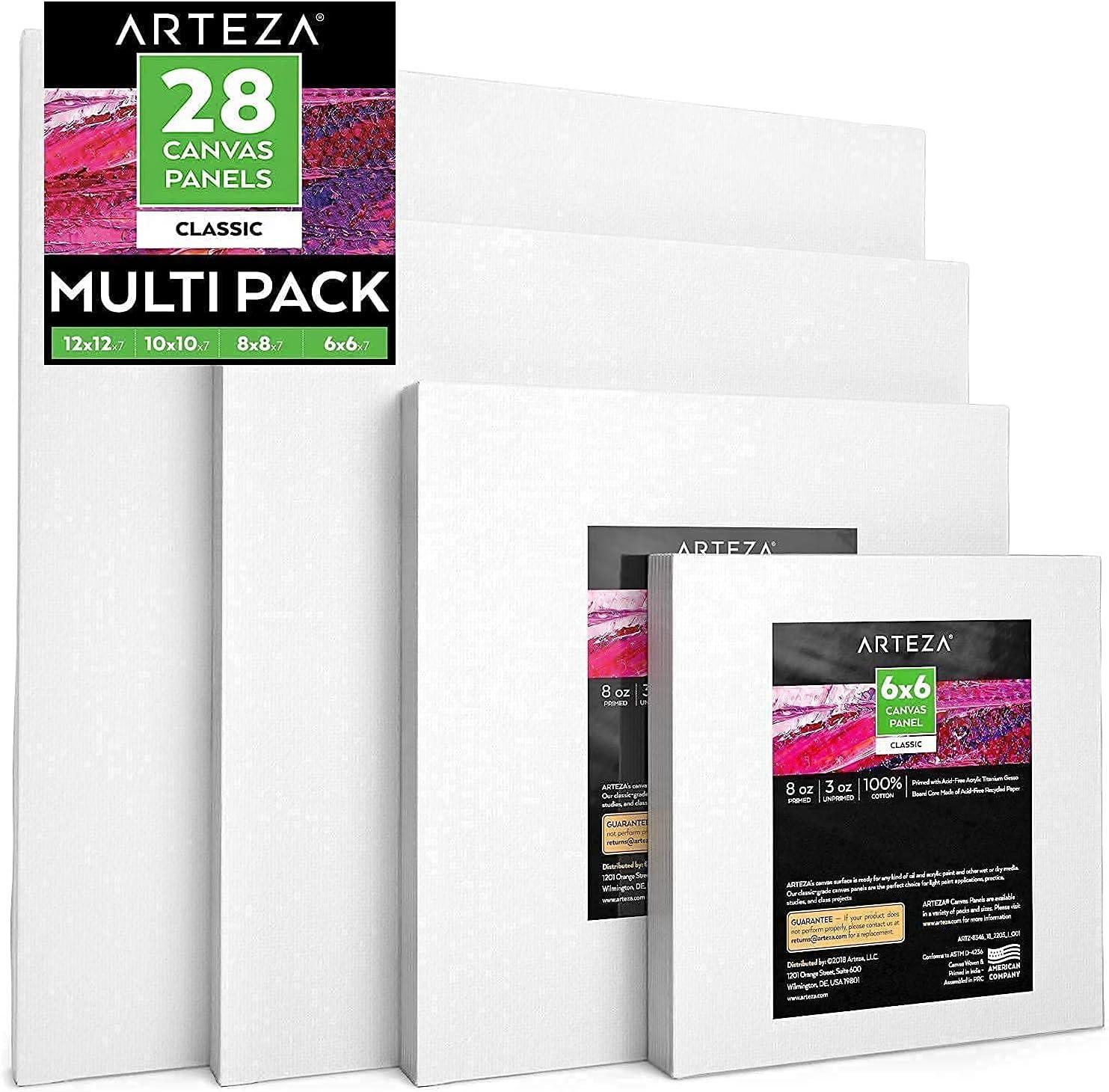 Arteza Acrylic Paint Set and Canvas Panels Multi Pack Bundle, Painting ...