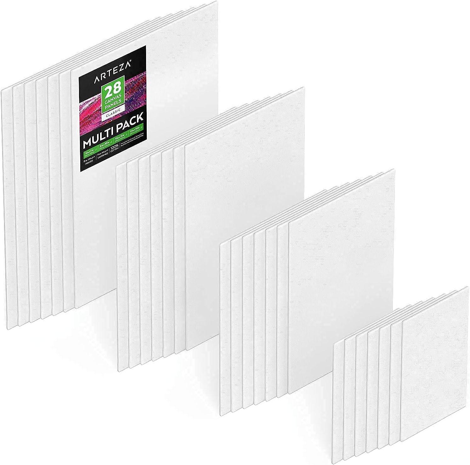 ARTEZA Acrylic, Metallic Acrylic Paint Set and Canvas Panels Multi Pack ...